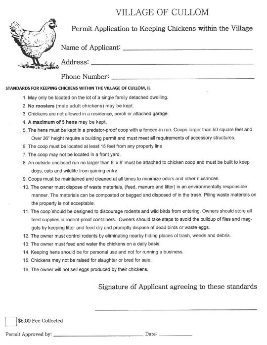 Keeping Chickens | Village of Cullom, Illinois